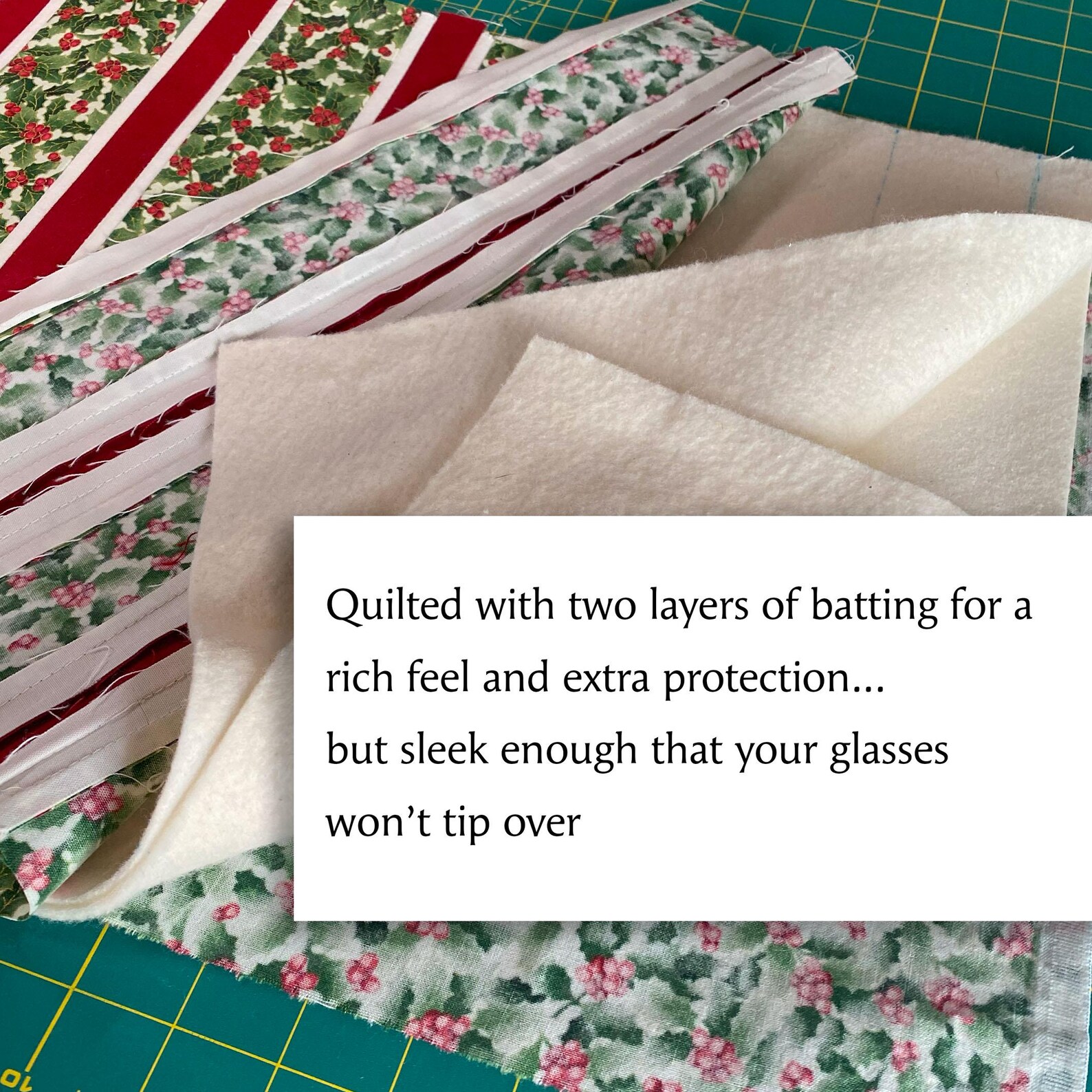 Christmas Holly Quilted Table Runner - Handmade With Hand-dyed Kona ...