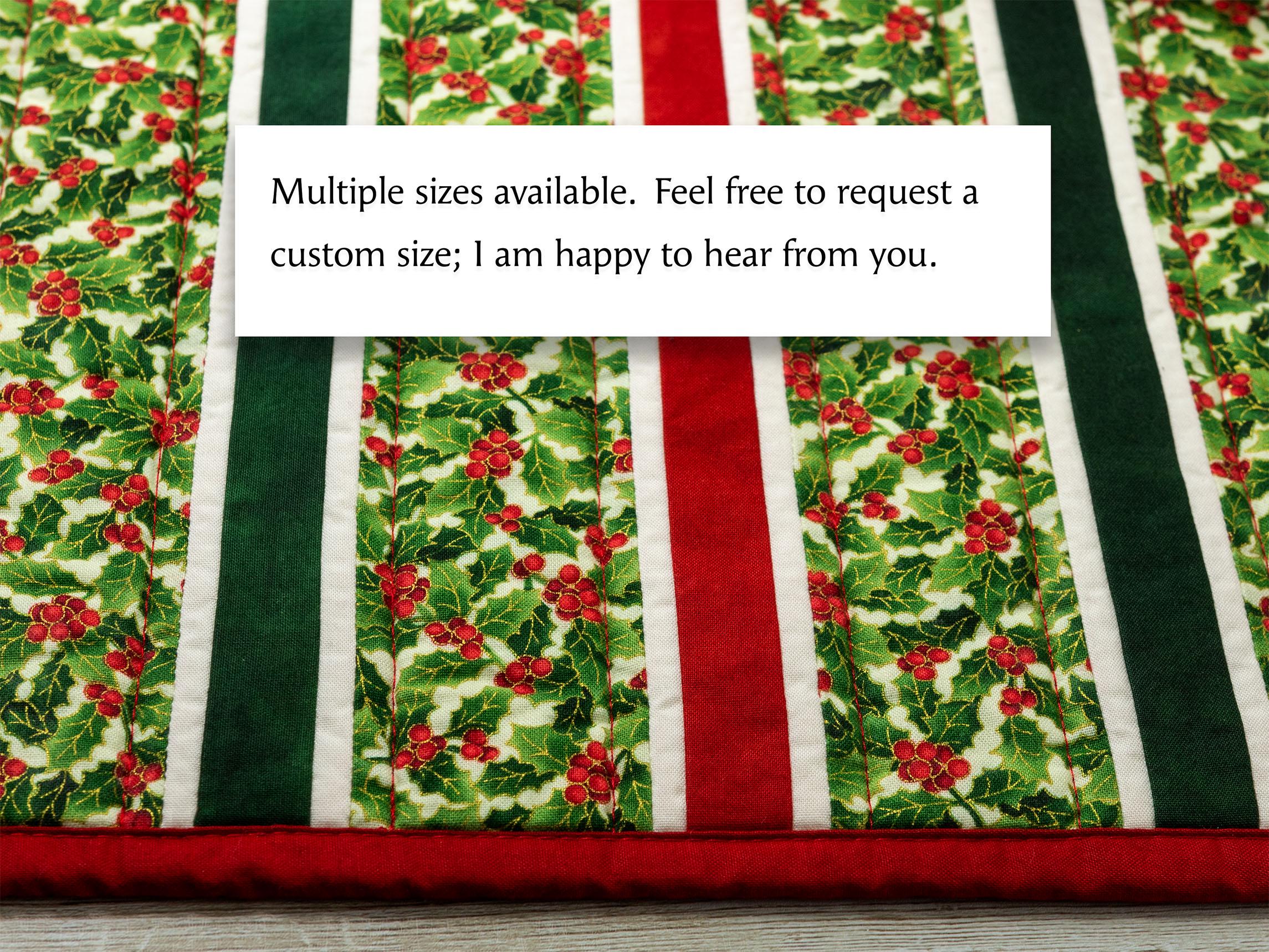 Christmas Holly Quilted Table Runner - Handmade With Hand-dyed Kona ...