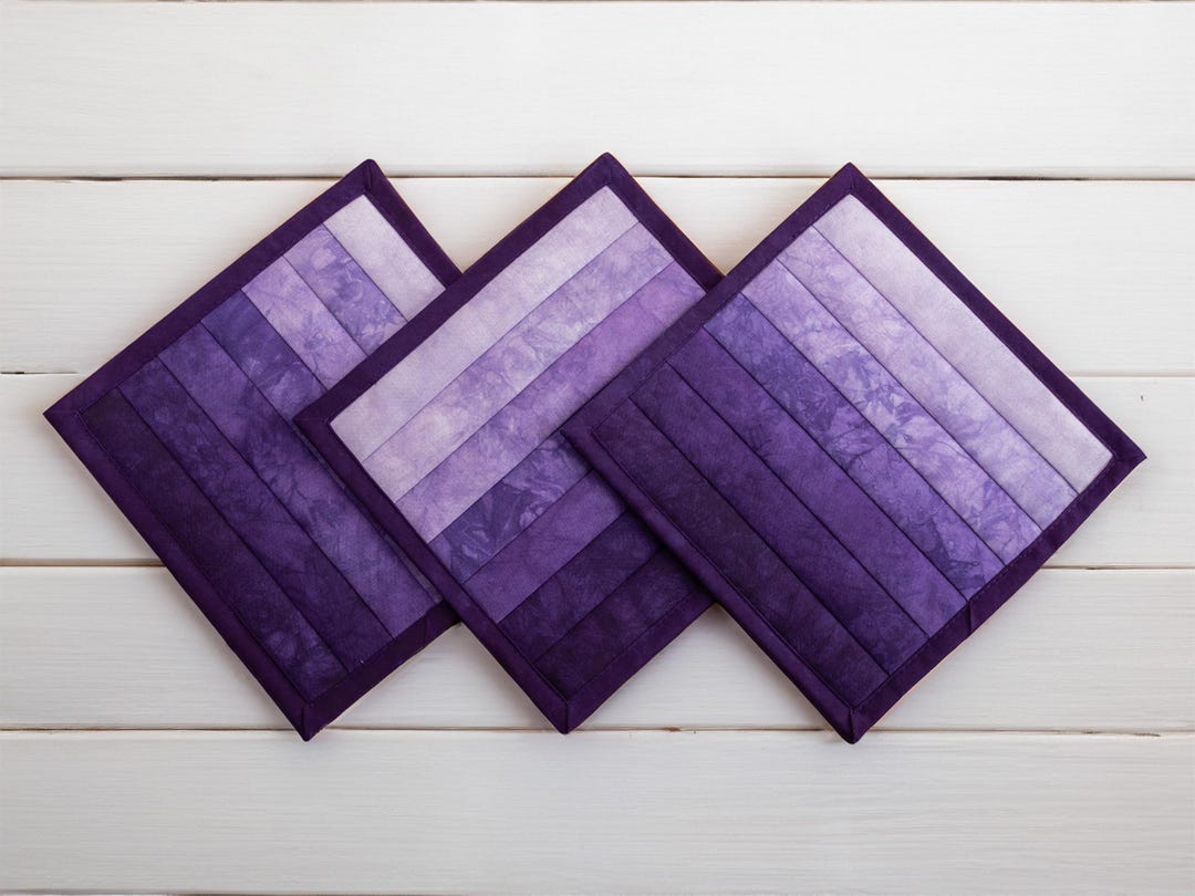 Purple Handmade Trivet / Pot Holder Made With Hand Dyed Kona Cotton - Etsy