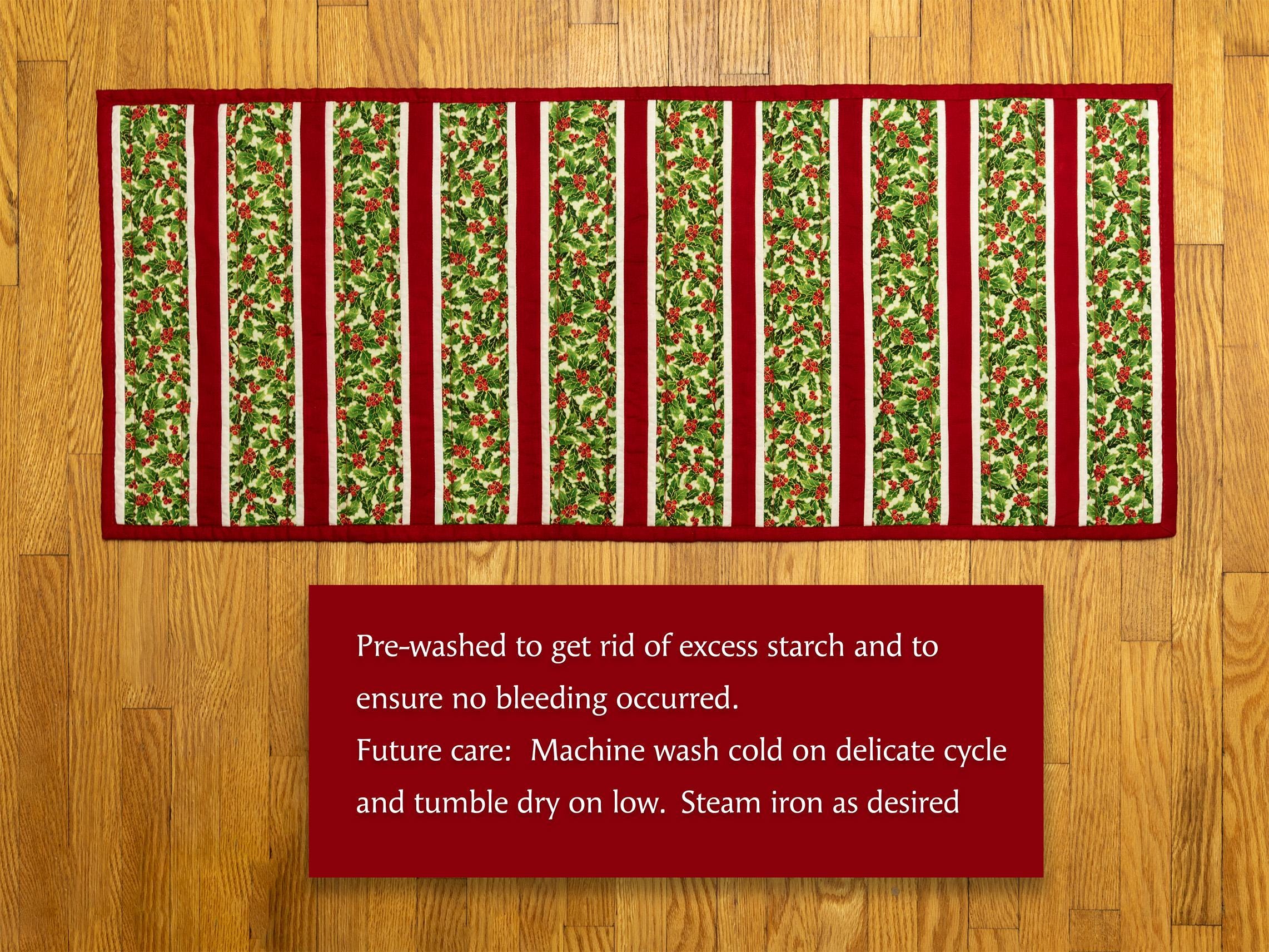 Christmas Holly Quilted Table Runner - Handmade With Hand-dyed Kona ...