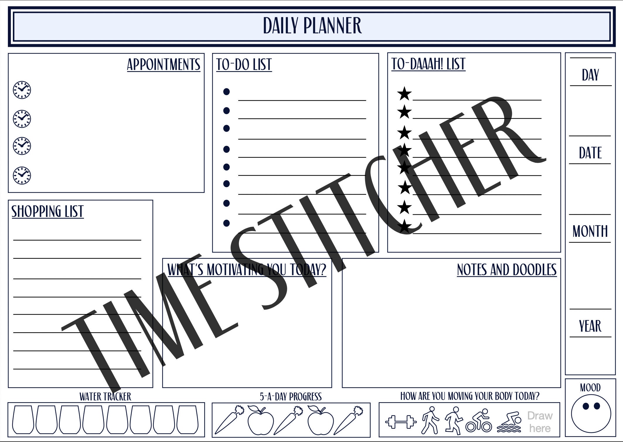 Pdf Printable Daily Planner Template Productivity Planner Etsy