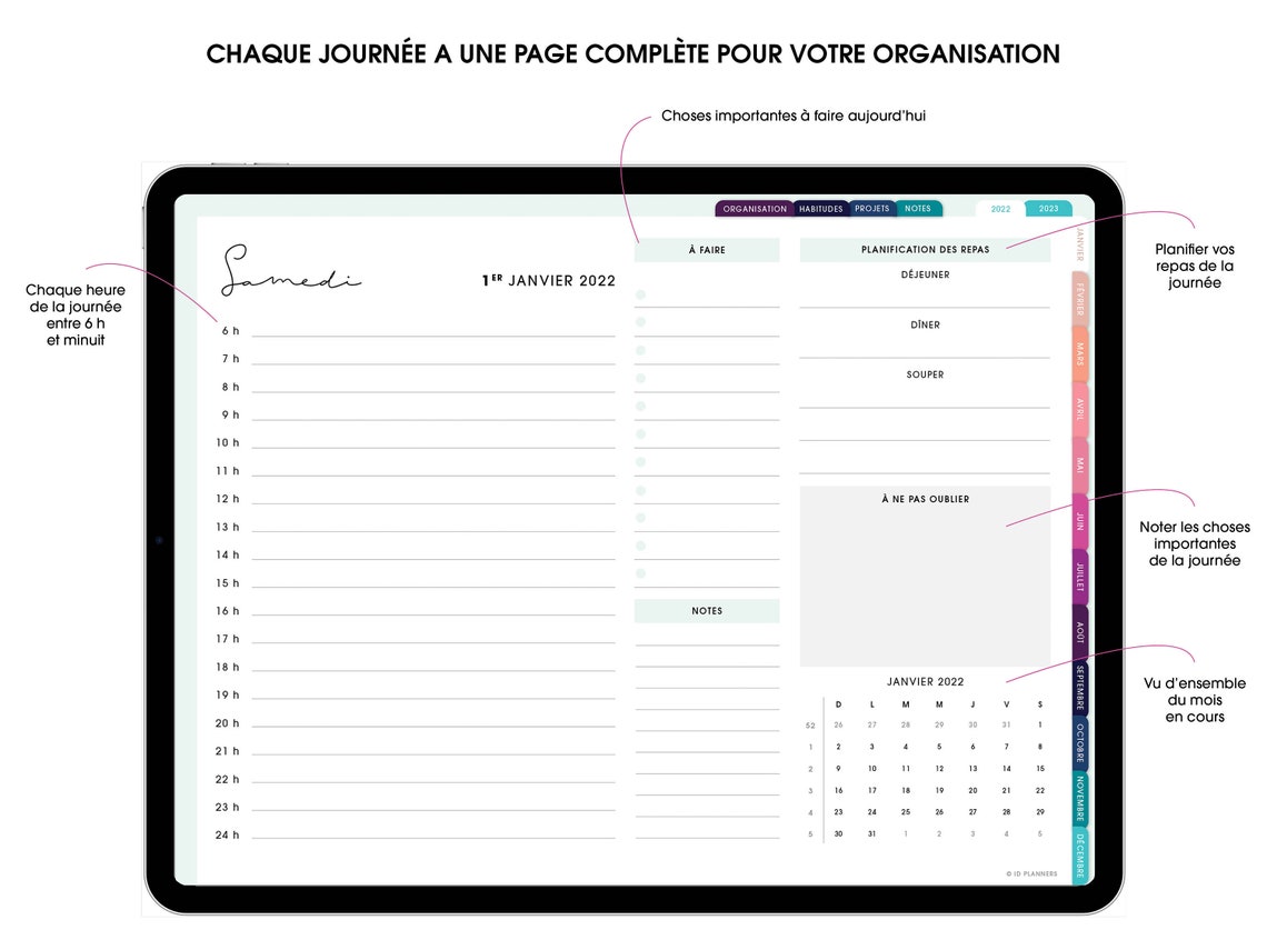 Agenda numérique 2022-2023 // FRANÇAIS // Goodnotes Planner - Etsy België