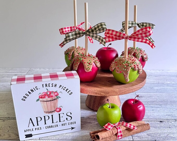 Fake Set of 2 Caramel Apples | Caramel Apples | Apple Decor | Fall ...