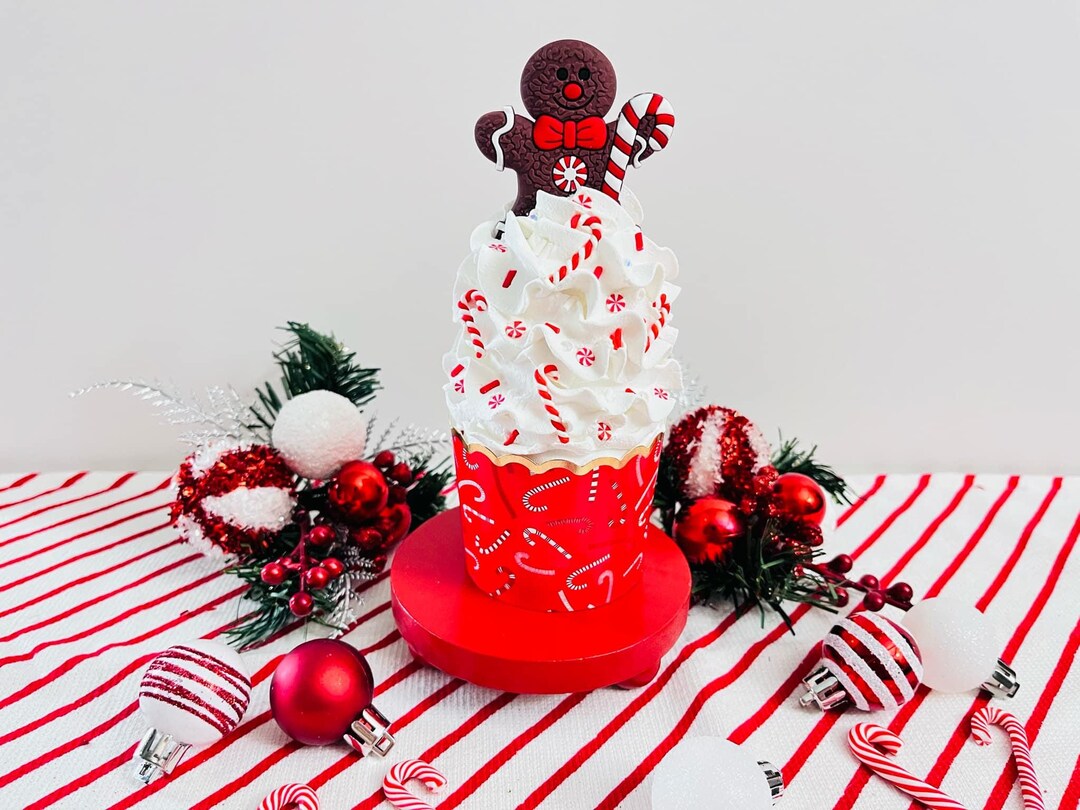 Fake Candy Cane Cupcake | Gingerbread Decor | Christmas Photo Prop ...