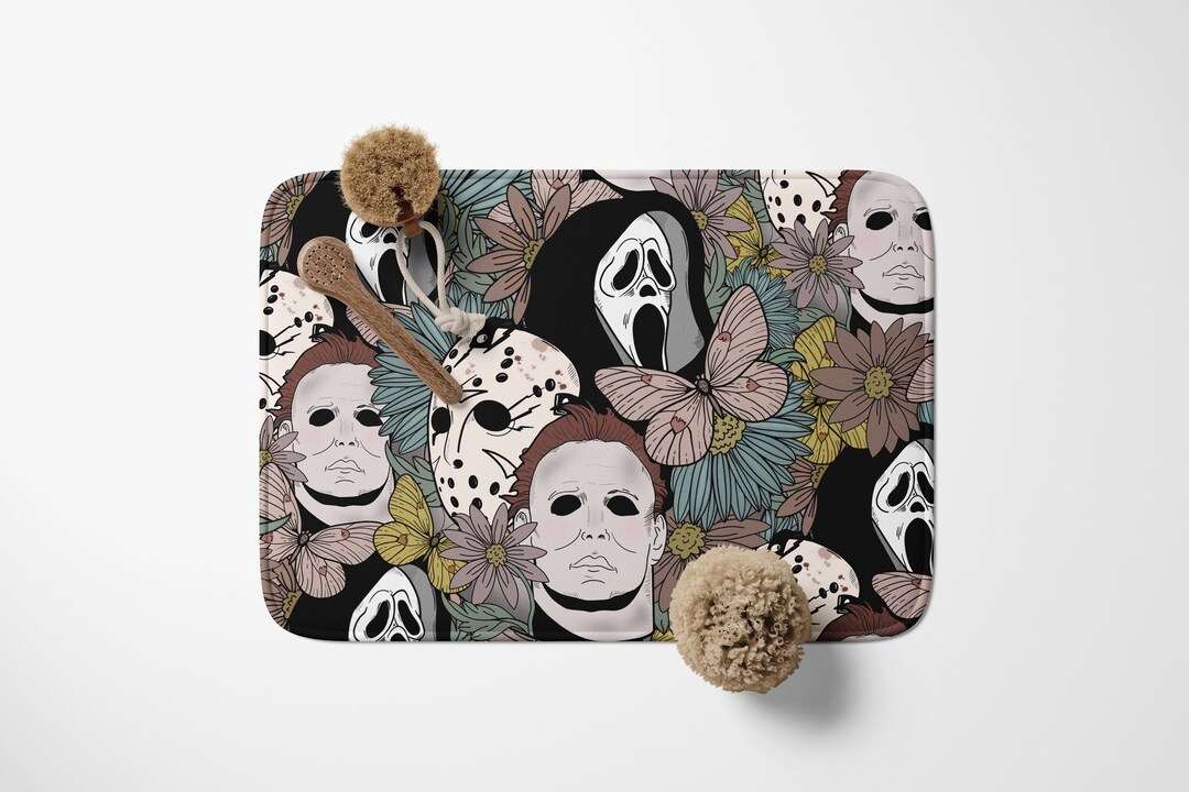 Floral Classic Horror Movie Bath Mat, Halloween Home Decor, Gothic ...