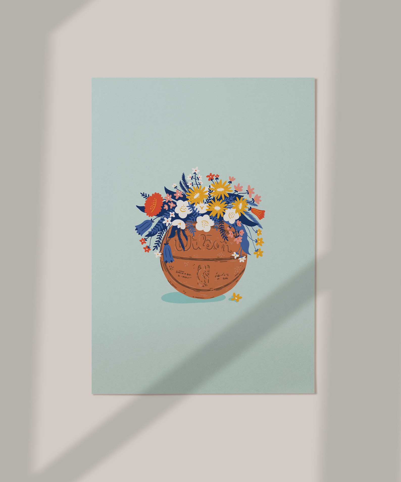 Flower Basketball Art Print, Flower Art, Basketball Art, Basketball and ...