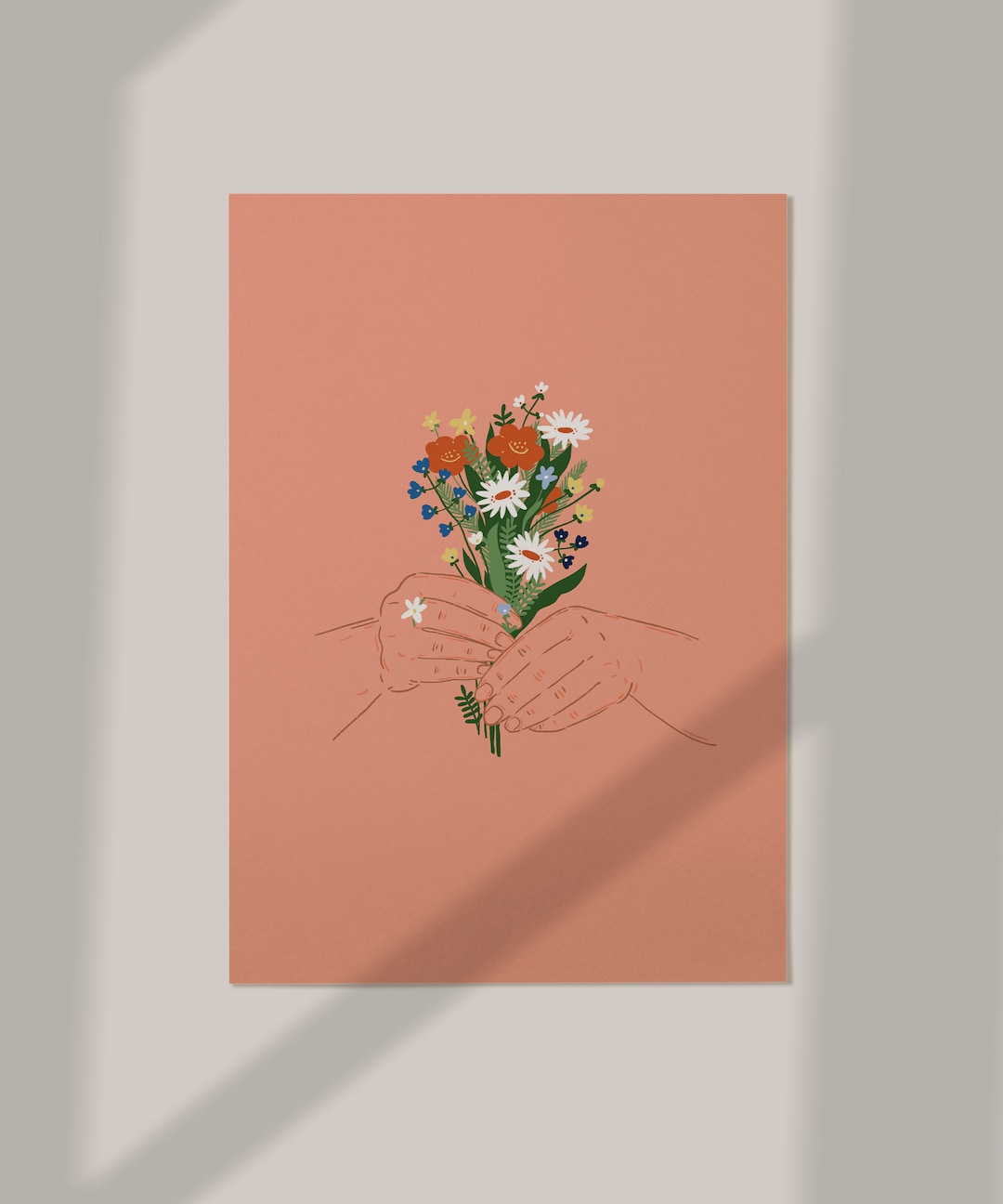 Flower Art Print, Hands Holding Flowers Art, Flower Hand Art, Gratitude ...
