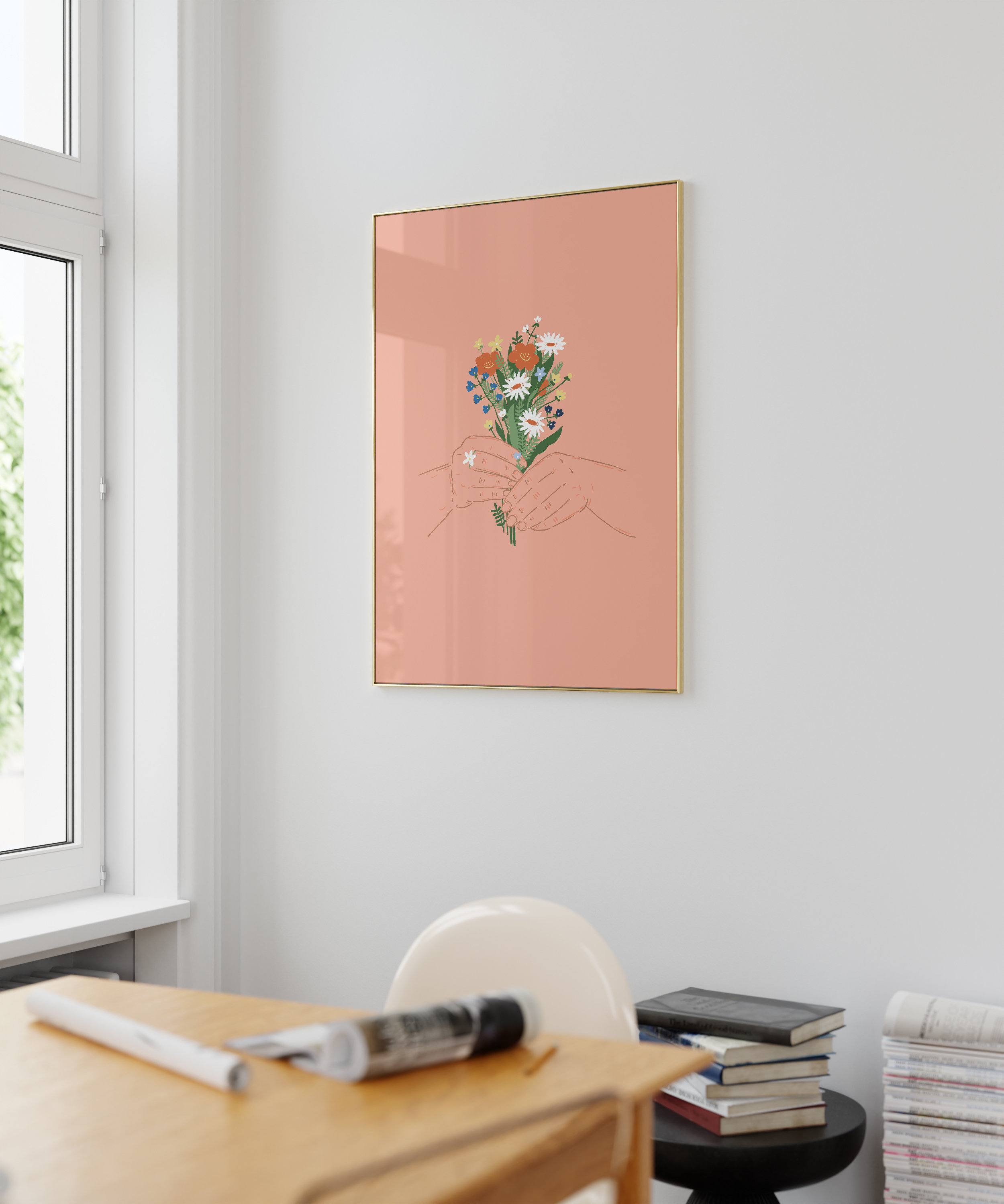 Flower Art Print, Hands Holding Flowers Art, Flower Hand Art, Gratitude ...