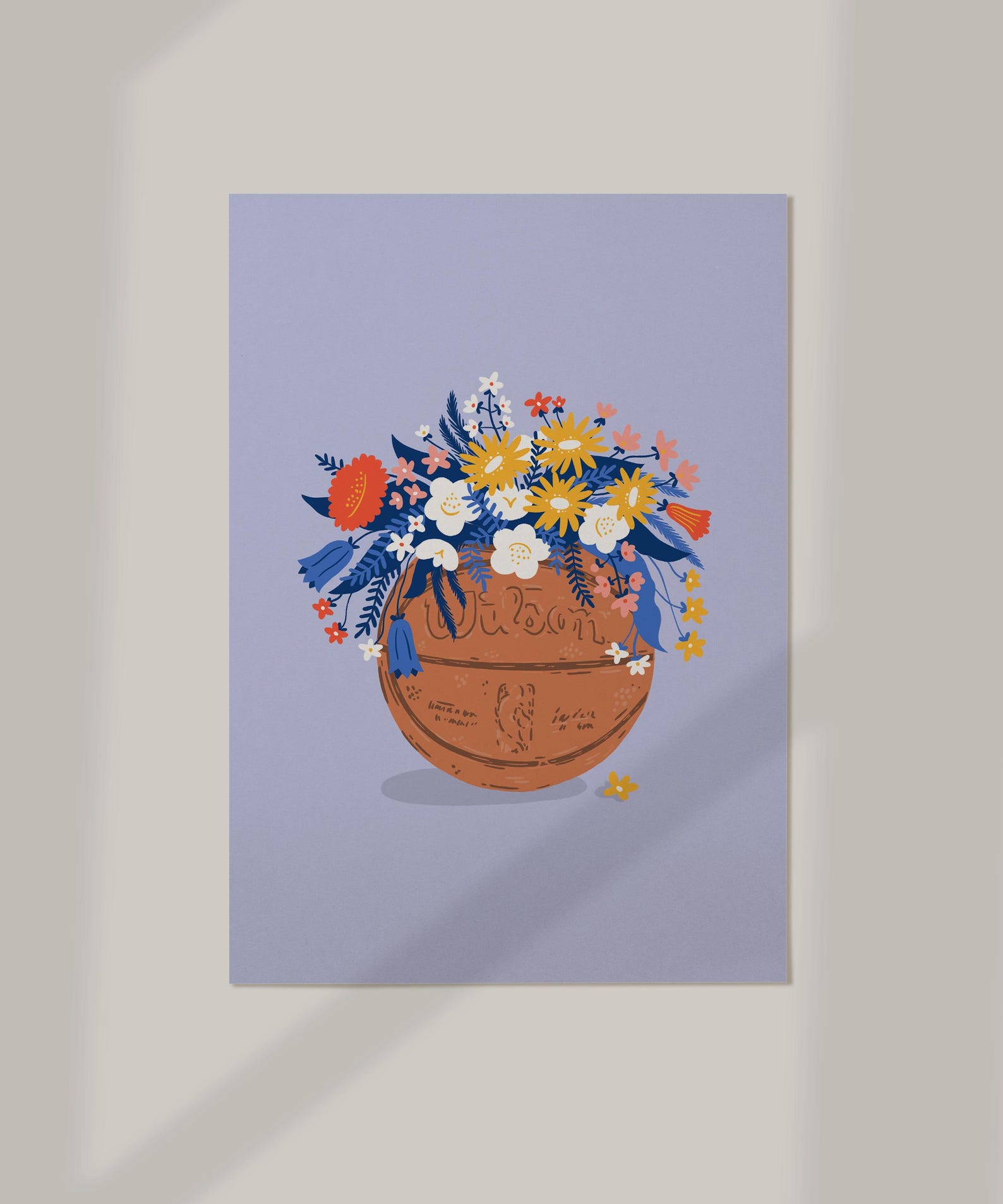Flower Basketball Art Print, Flower Art, Basketball Art, Basketball and ...