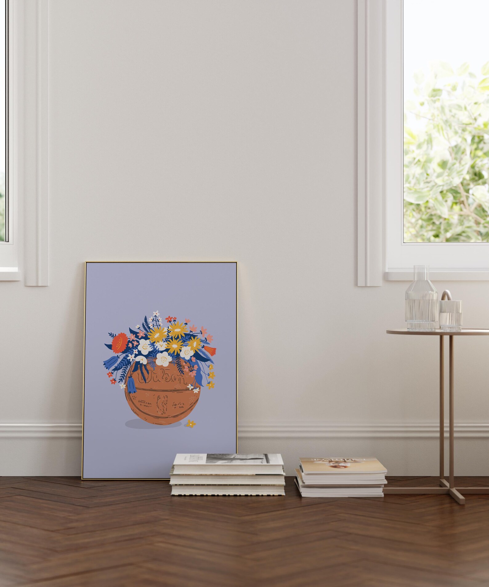 Flower Basketball Art Print, Flower Art, Basketball Art, Basketball and ...