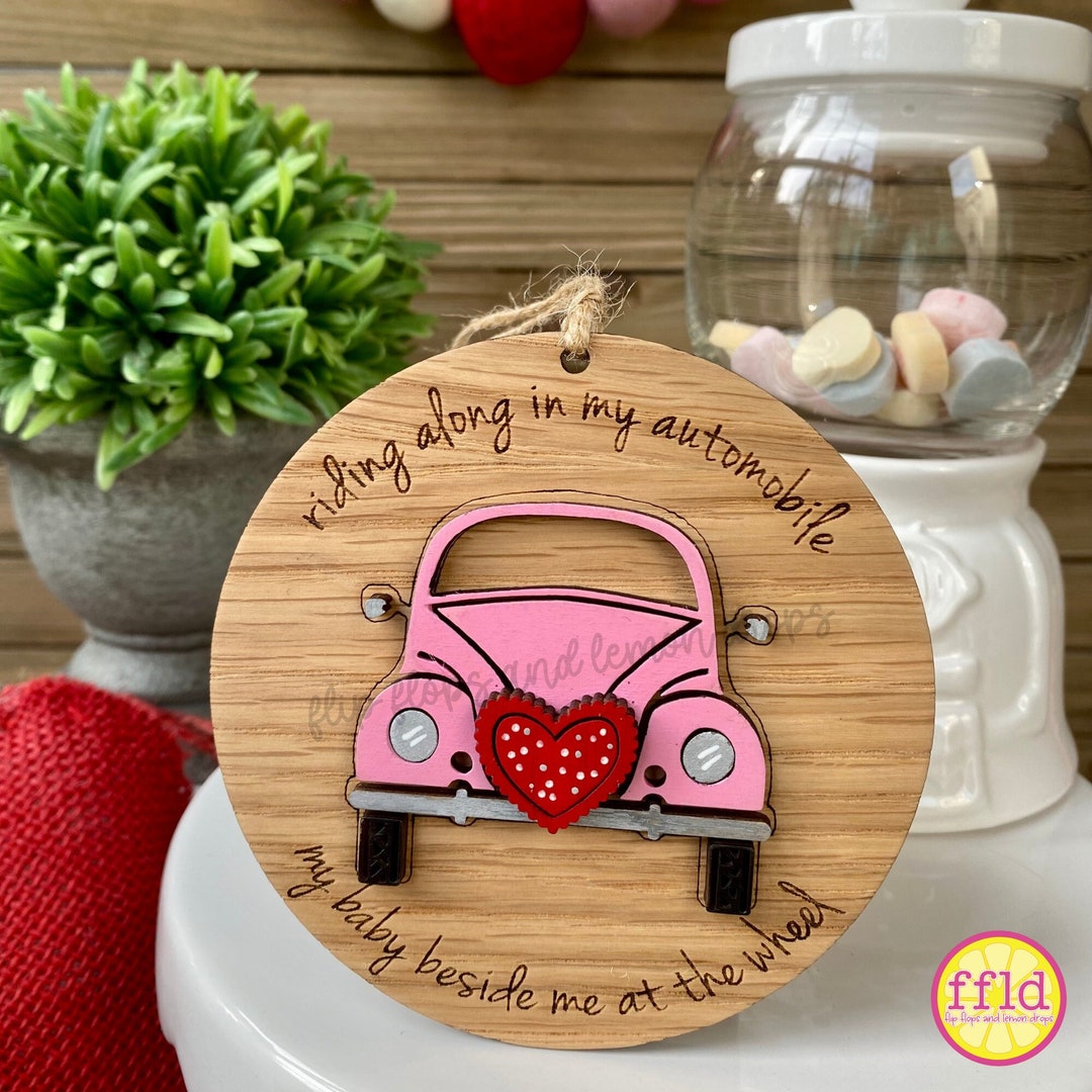 Riding Along in My Automobile Ornament | Valentine's Day Ornament | Bug ...