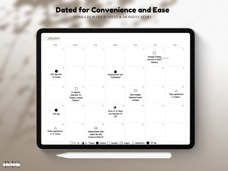 2025 Monthly Digital Planner: Sunday/monday Start (PDF for Goodnotes ...