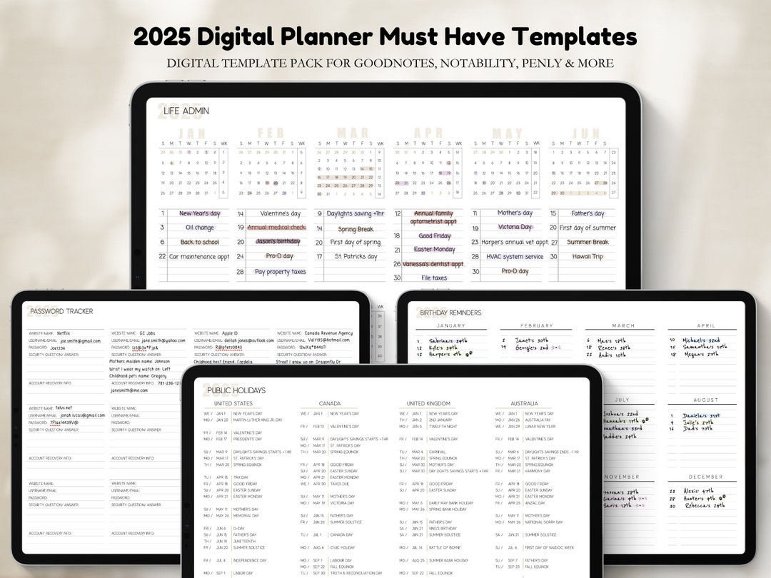 Digital Planner Essential Templates PDF Work From Home Goodnotes ...