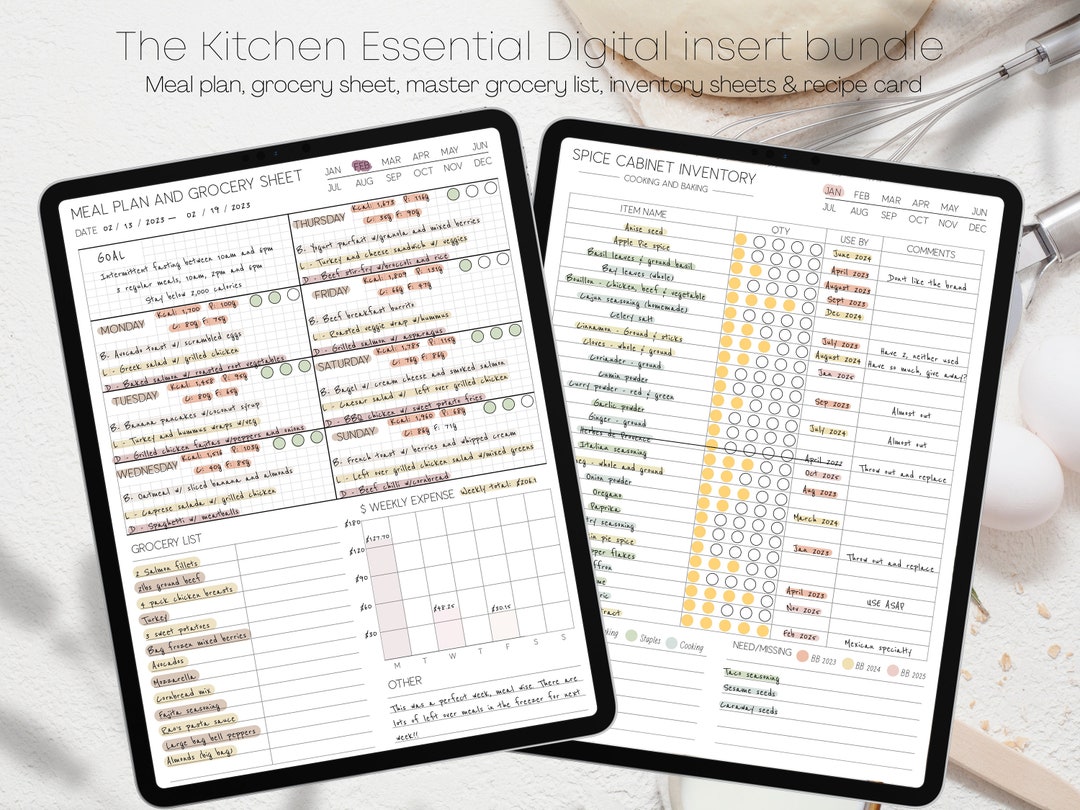 The Kitchen Essential Digital Insert Bundle Planner Insert Pages Recipe ...