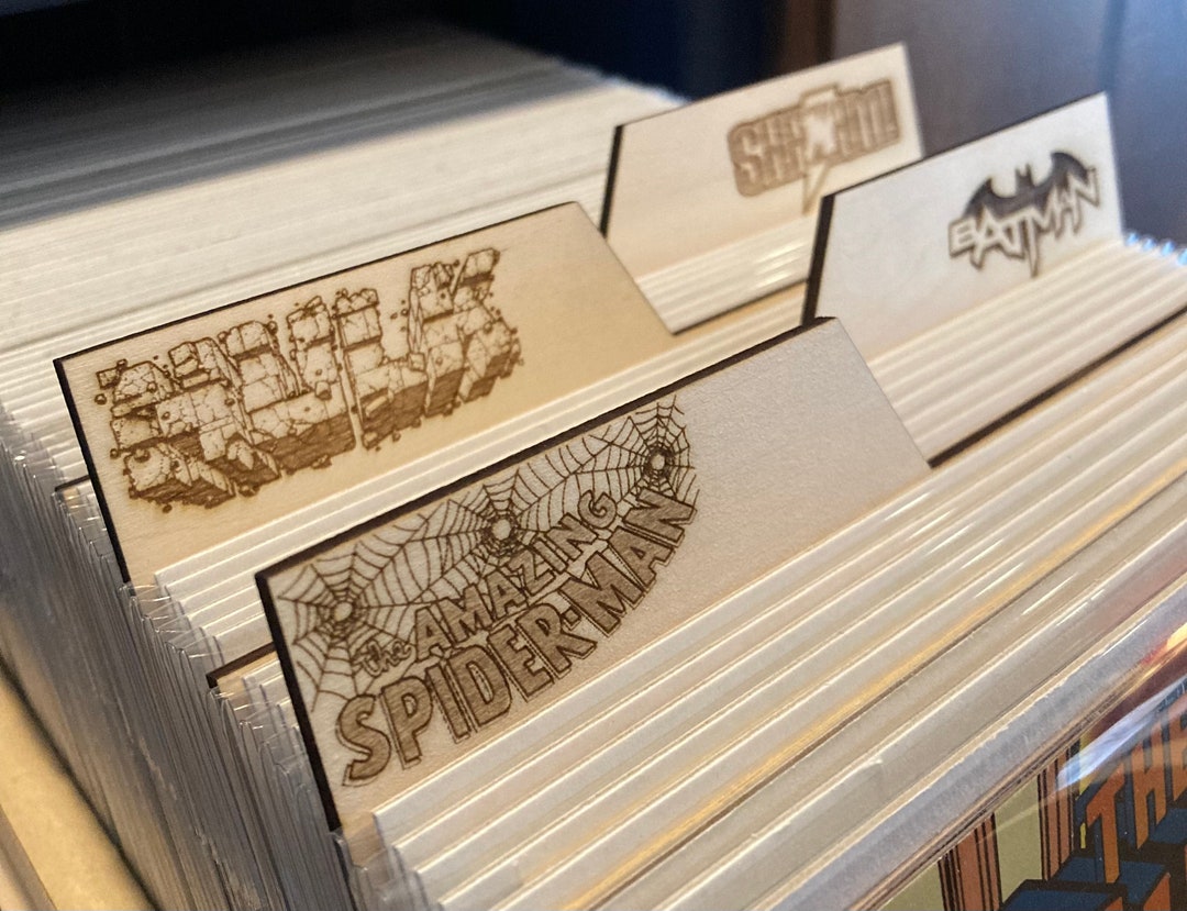 Custom Logo Comic Book Dividers – Engraved Wooden Divider With Title ...