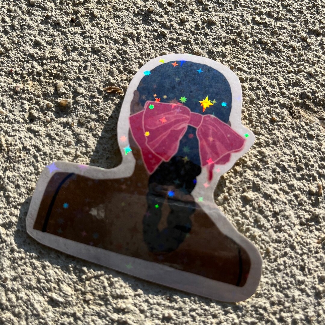 Oversized Pink Bow Sticker | Black Girl Stickers | Holographic Braided ...