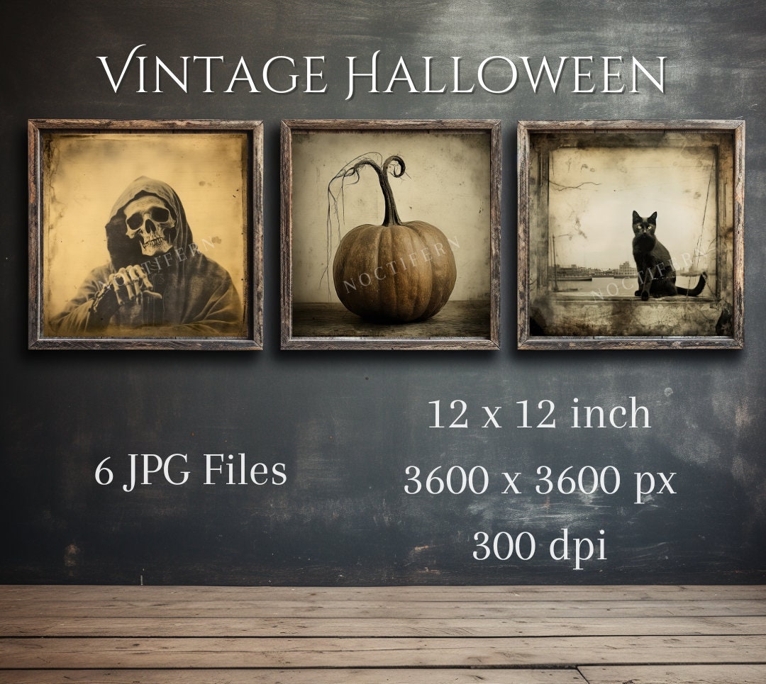 Vintage Halloween Printable Set of 6 Dark Academia Halloween Prints ...