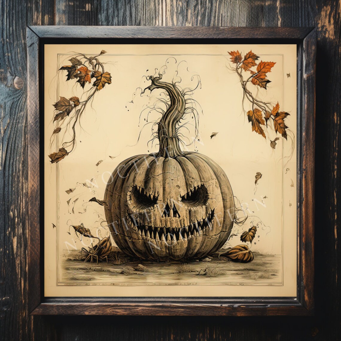 Vintage Halloween Pumpkin Printable | 3 Dark Halloween Prints | Spooky ...