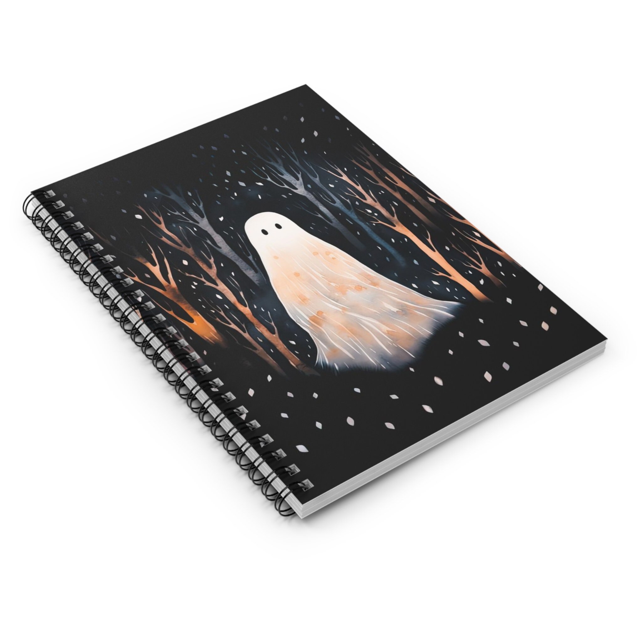 Ghost in the Dark Forest Spiral Notebook, Cute Spooky Haunted Forest ...