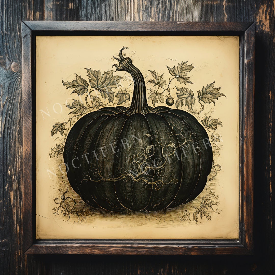 Vintage Halloween Pumpkin Printable | 3 Dark Halloween Prints | Spooky ...