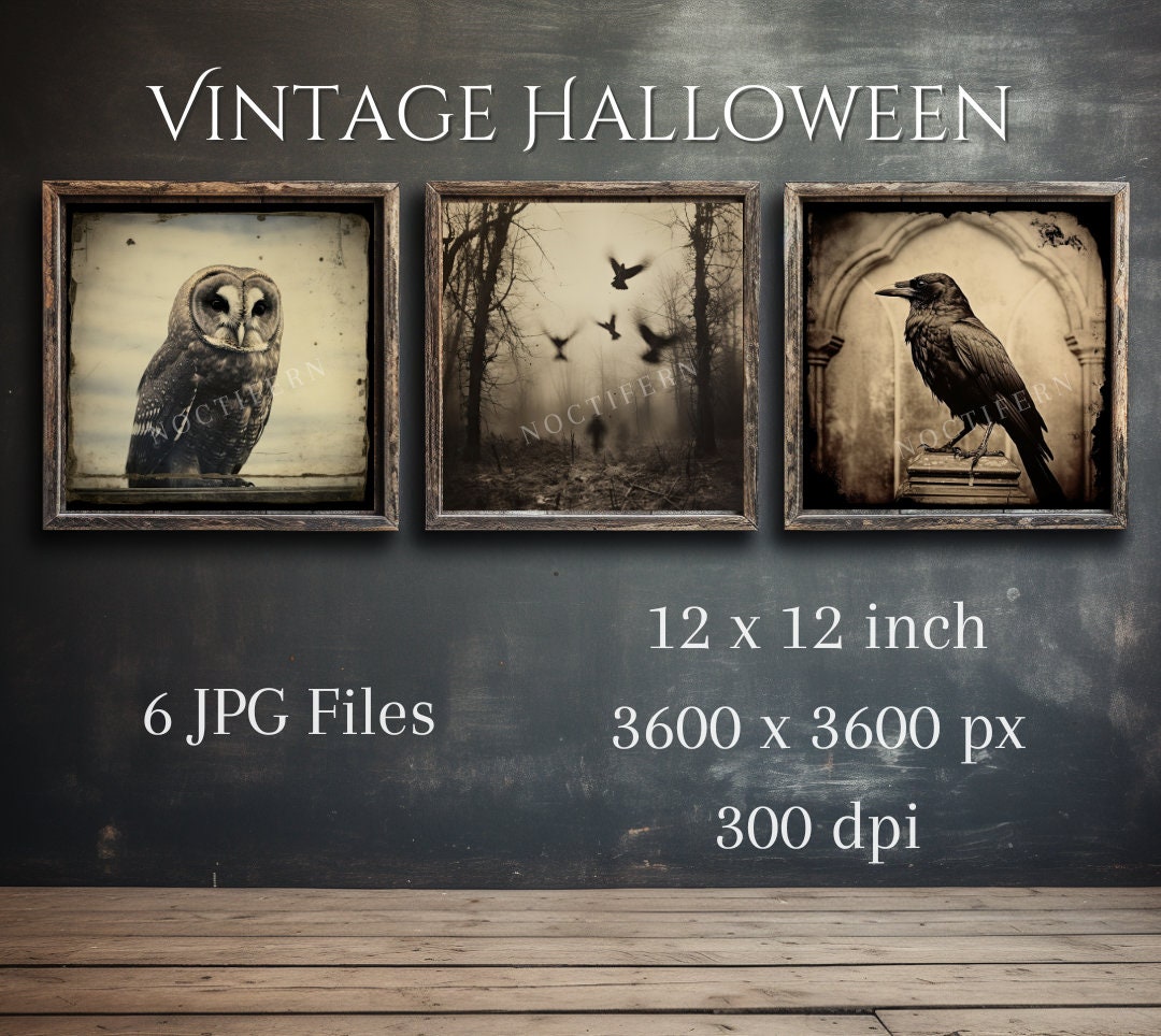 Vintage Halloween Printable Set of 6 Dark Academia Halloween Prints ...