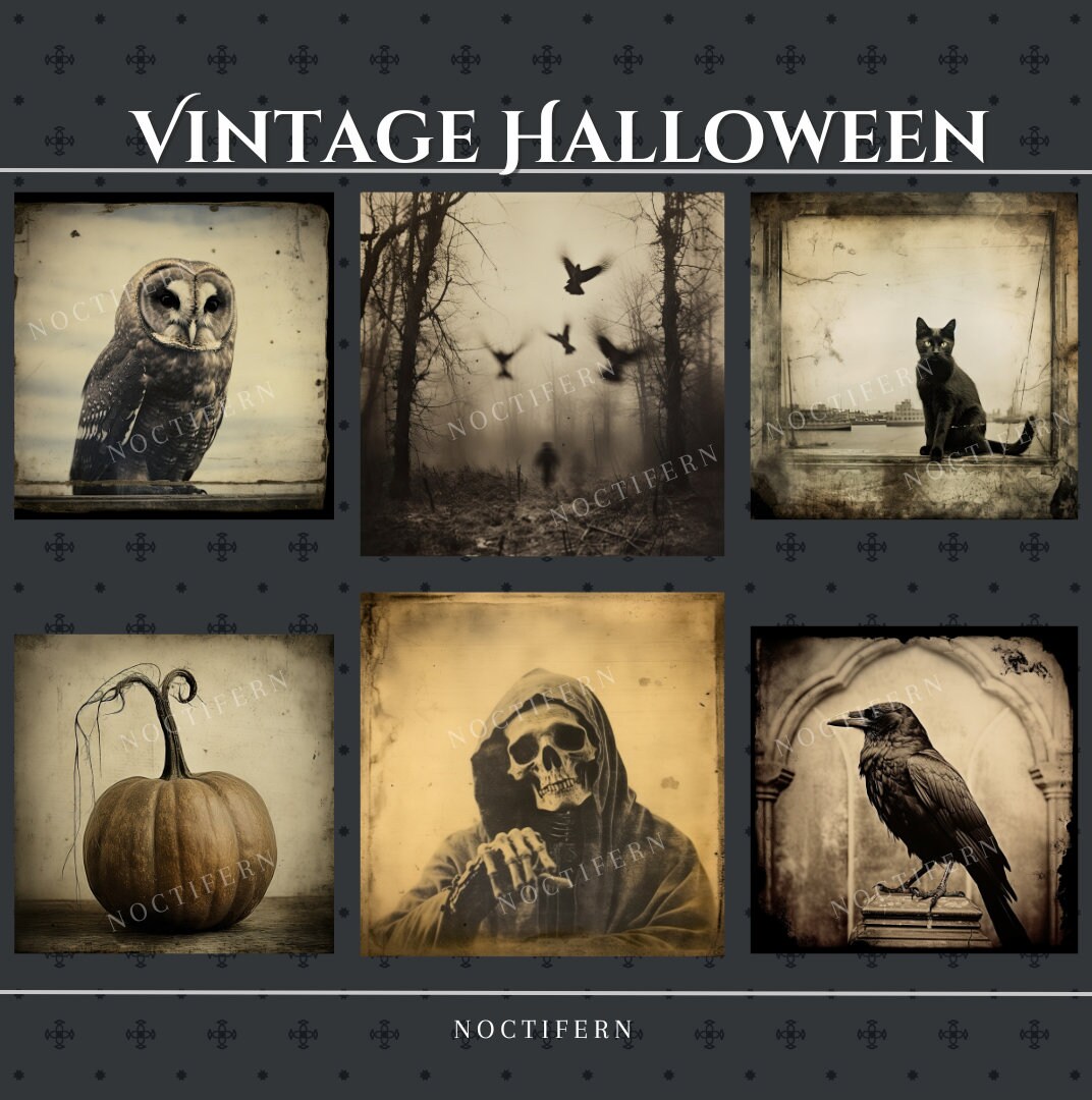 Vintage Halloween Printable Set of 6 Dark Academia Halloween Prints ...