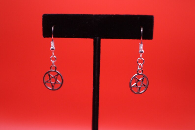 Inverted Pentagram Goth Witch Left Hand Path Earrings - Etsy