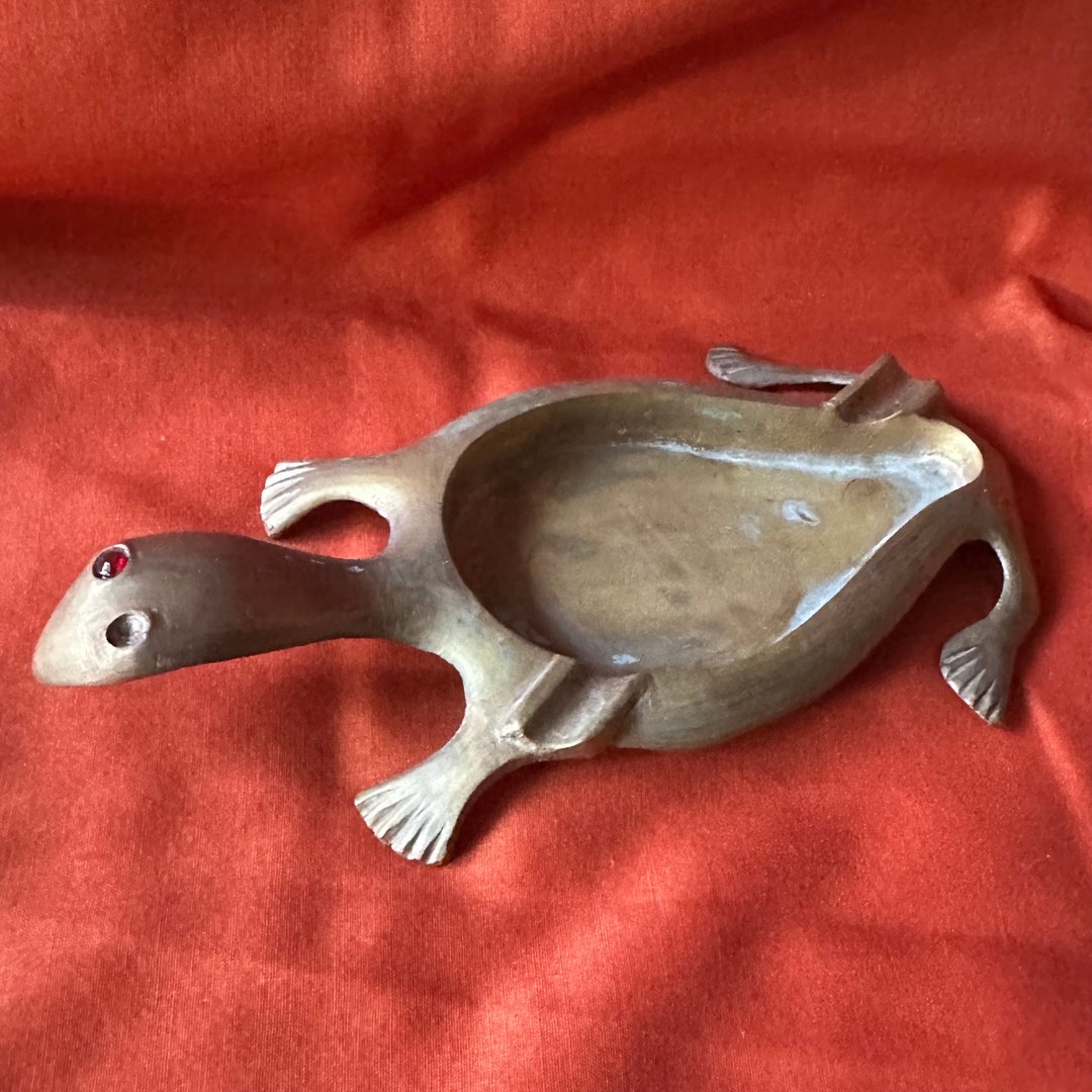 Vintage Brass Turtle Ashtray - Etsy