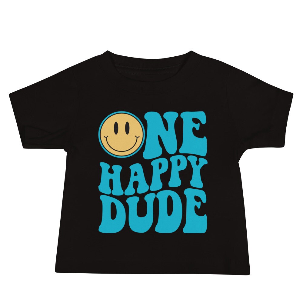 ONE Happy Dude Shirt Blue Happy Face 1st First Birthday - Etsy