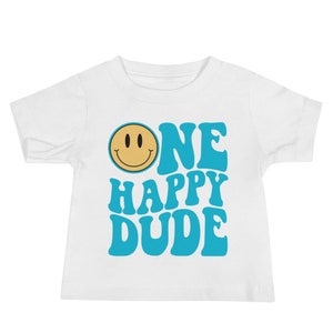 ONE Happy Dude Shirt Blue Happy Face 1st First Birthday - Etsy