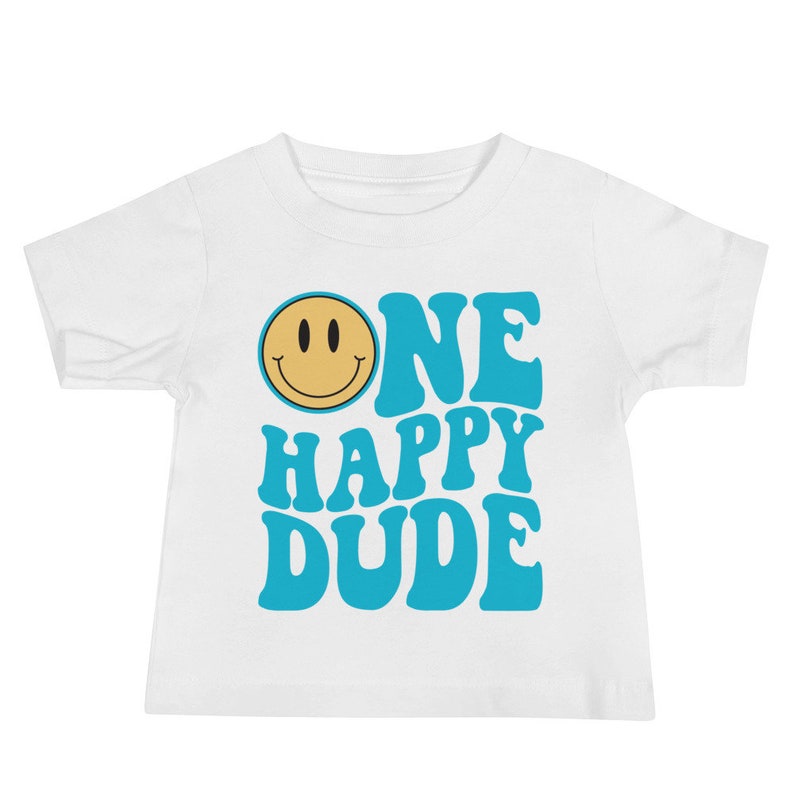 ONE Happy Dude Shirt Blue Happy Face 1st First Birthday - Etsy