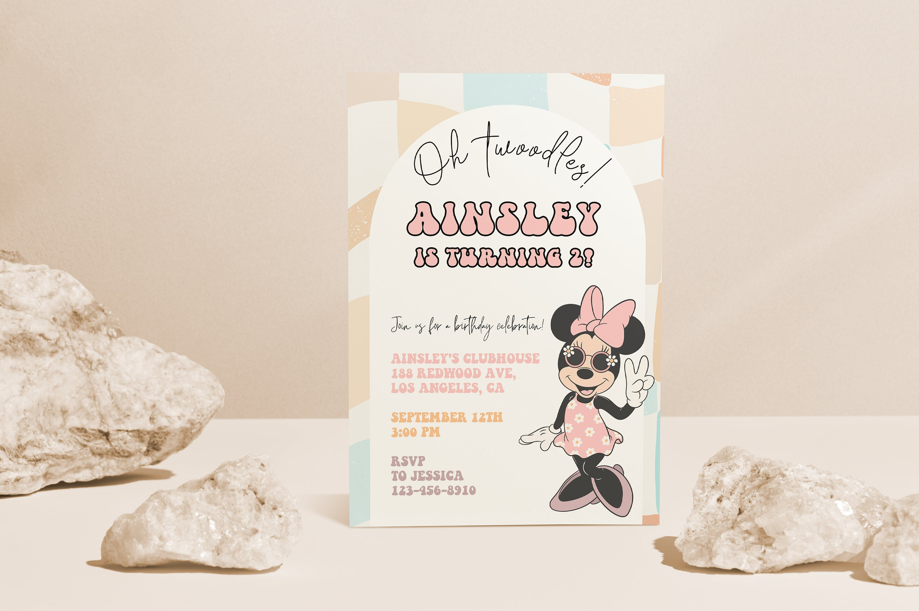 Minnie Mouse 2nd Birthday Invitation Boho Groovy Minnie Mouse - Etsy