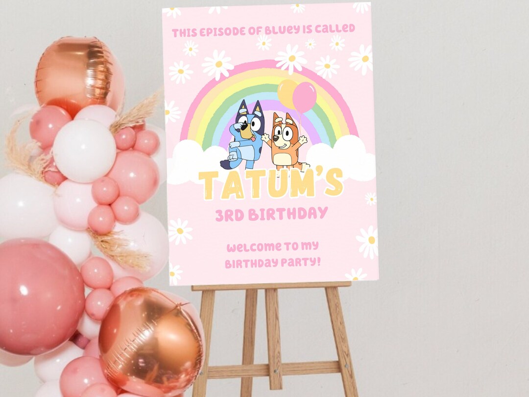 Bluey Welcome Sign for Girl Blue Dog Birthday Sign Bluey Invitation ...