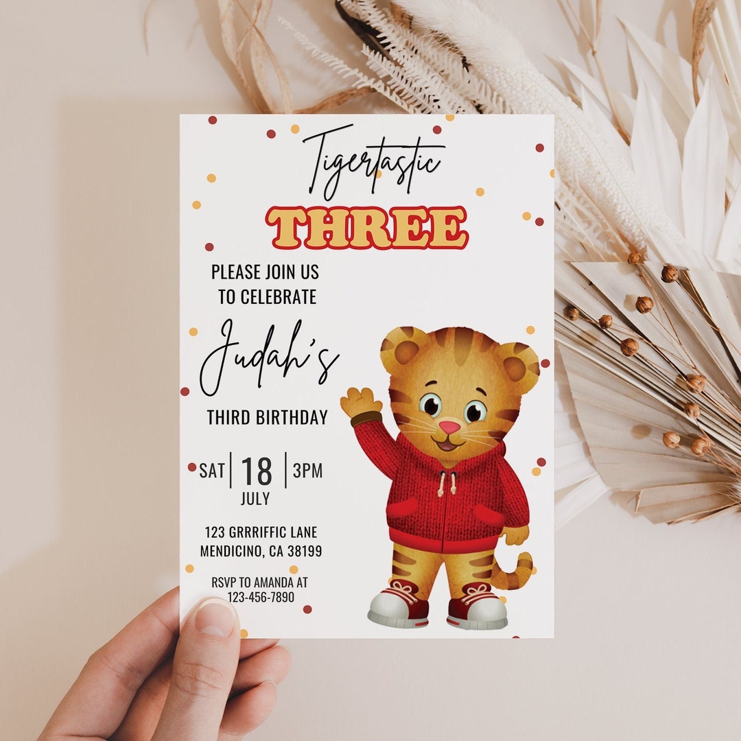 Daniel Tiger Invite, Boy 3rd Invitation, Daniel Tiger Birthday ...