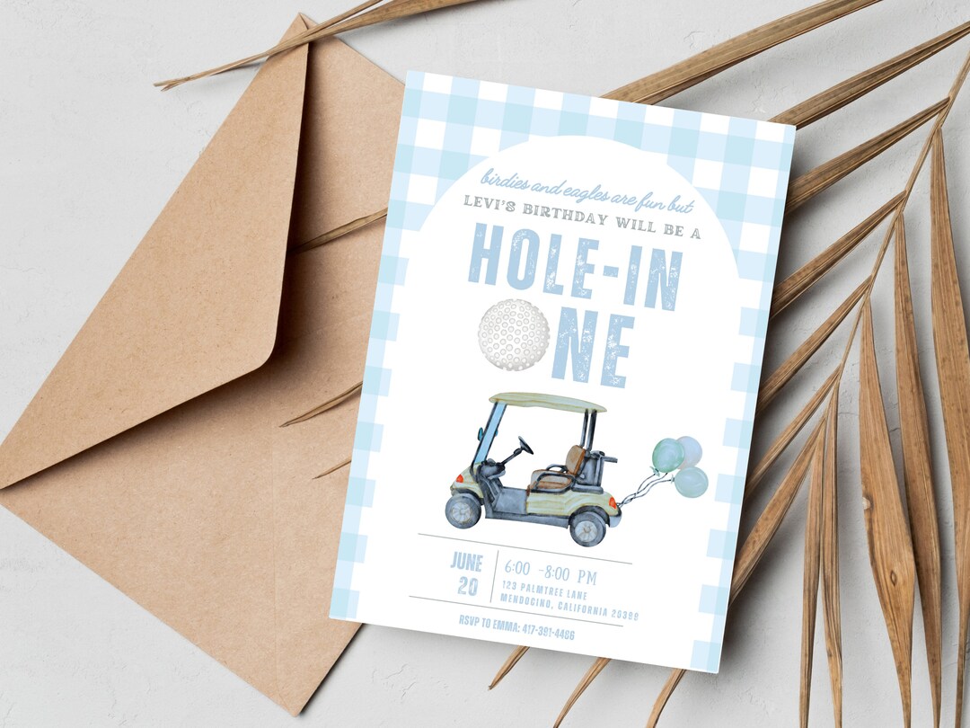 Golf First Birthday Invitation Hole in One Invitation Masters Golf ...