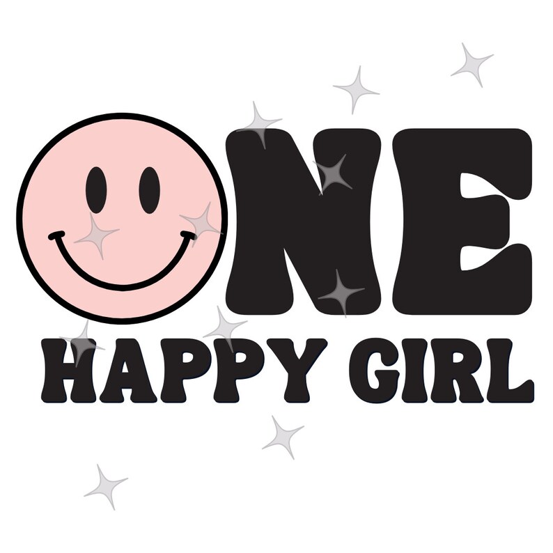 One Happy Girl PNG SVG 1st Birthday SVG Retro Wavy Text - Etsy