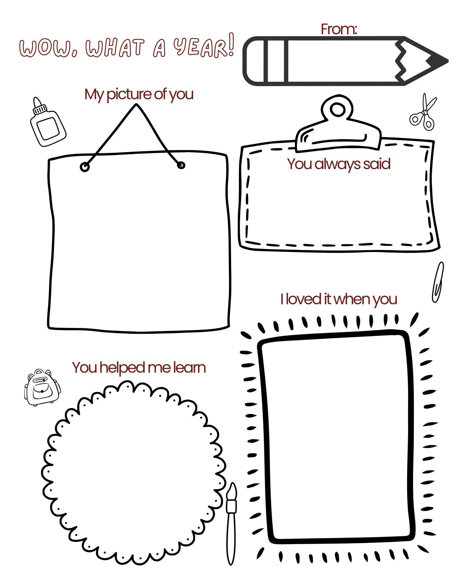 End of School Year Teacher Appreciation Printable, Teacher Survey ...