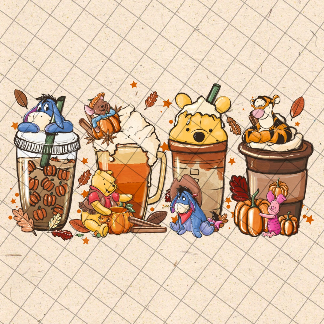 Pooh Fall Latte PNG Halloween Cute Horror Scary (Download Now) - Etsy