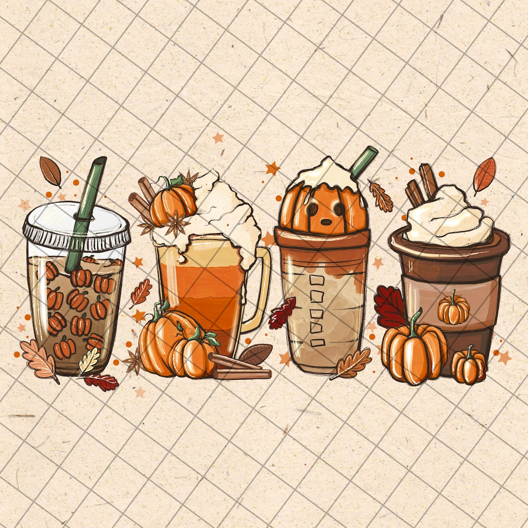 Fall Latte PNG, Halloween Cute Horror Scary, Autumn, Iced Coffee ...