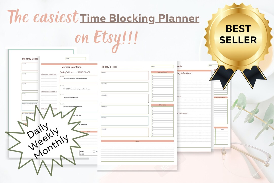 ADHD Time Blocking Planner, Easy Planner, Downloadable, Printable, Use ...