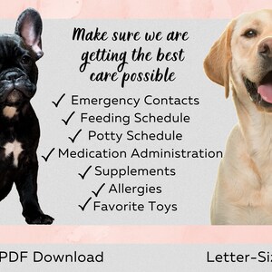Pet Sitter Instructional Packet, Pet Sitter Rules, Dog Sitter, Dog ...