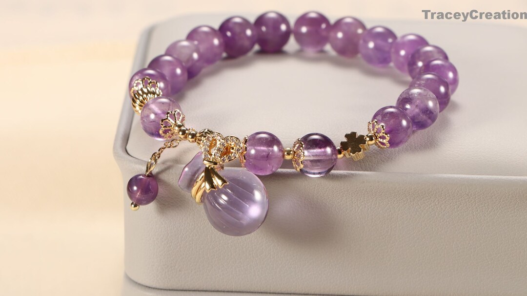 Amethyst Fish Gemstone Bracelets,gorgeous Purple Charm Bracelets for ...