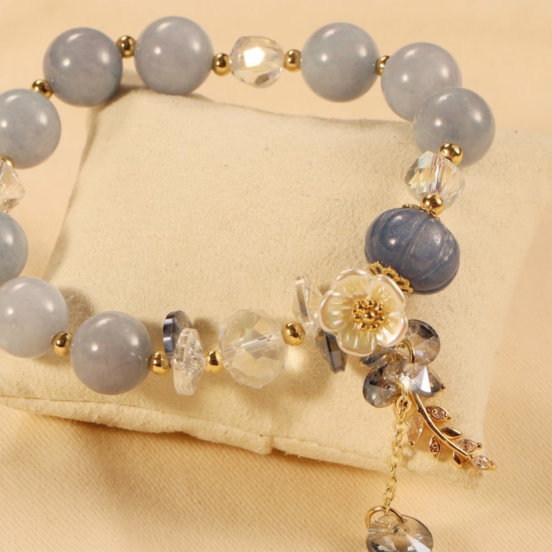 Slate Blue Bead Bracelet - Etsy UK