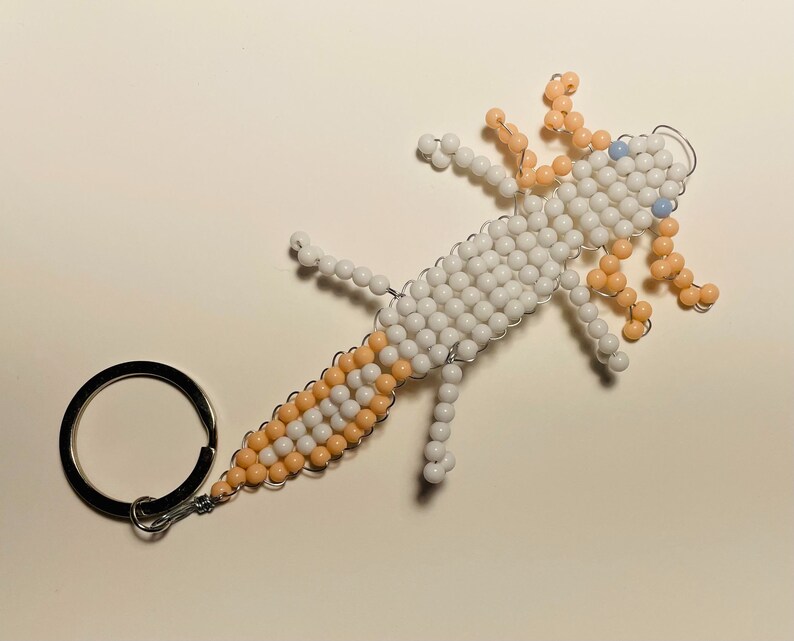 Axolotl Beaded Keychain/ White and Orange Axolotl/ Colored Lizard ...