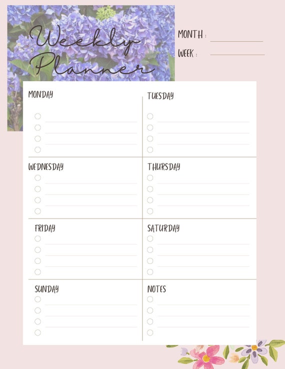 Digital Weekly Planner Template - Etsy