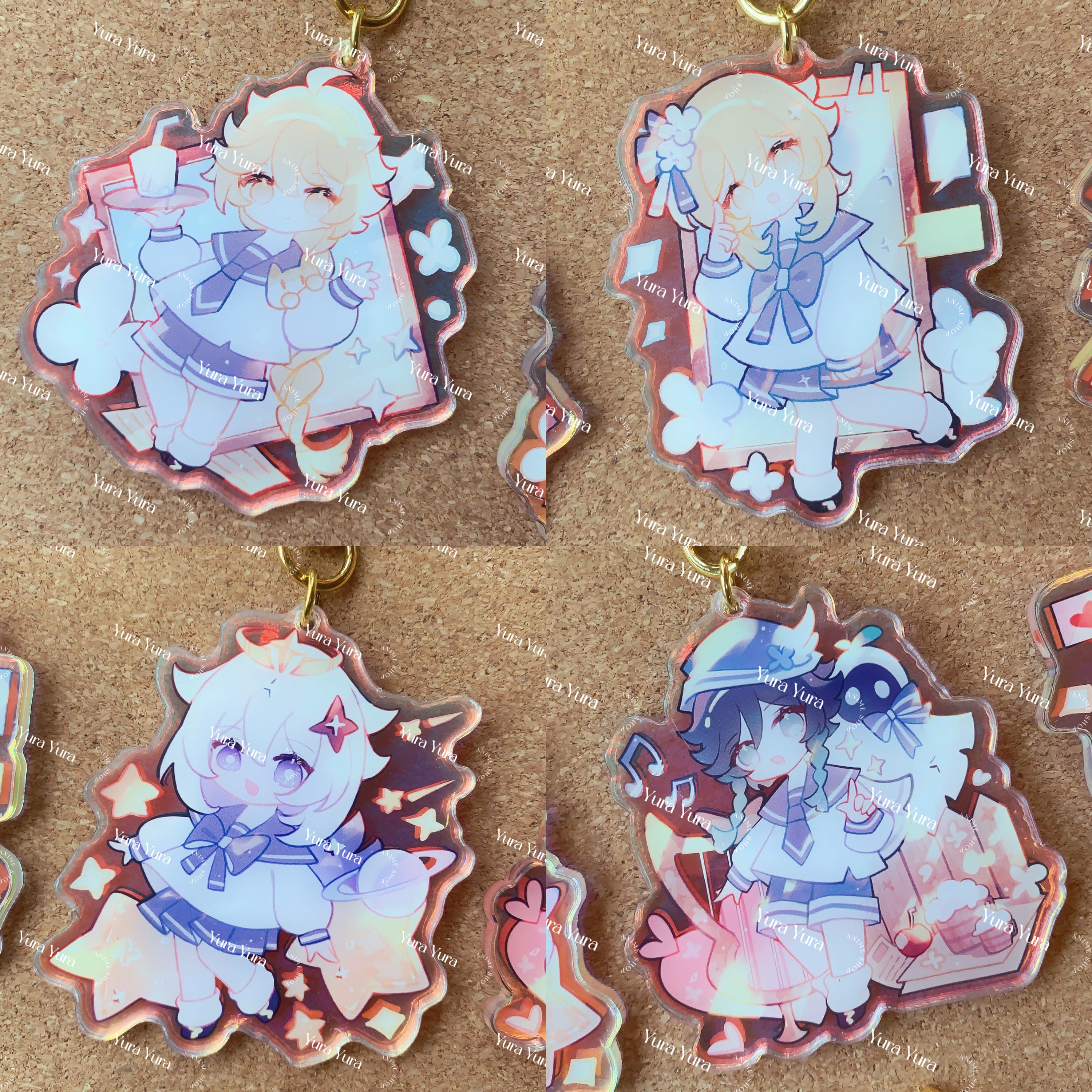 Genshinimpact Character Keychain Venti, Paimon, Childe, Zhongli, Hutao ...