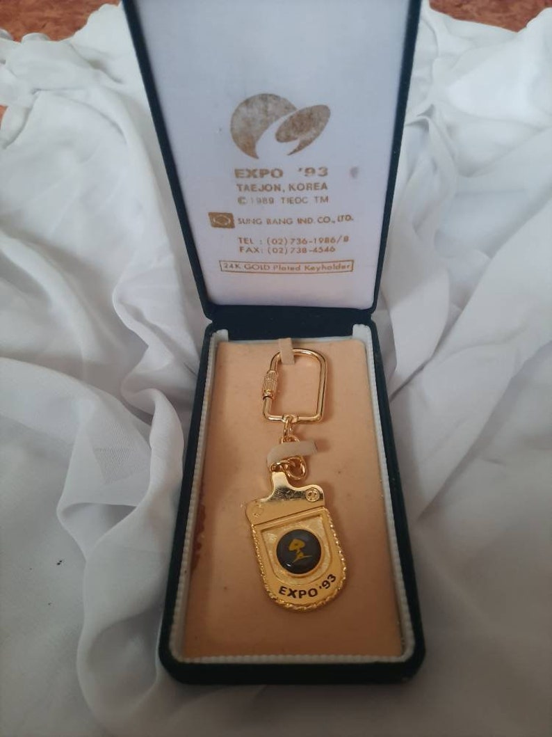 Vintage 24K Gold Plated Key Ring Korea International Expo 93 - Etsy