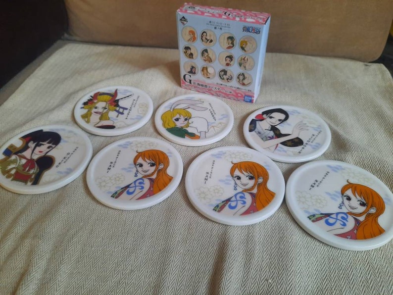 One Piece Girls' Collection Set of Seven Ceramic Coasters - Etsy