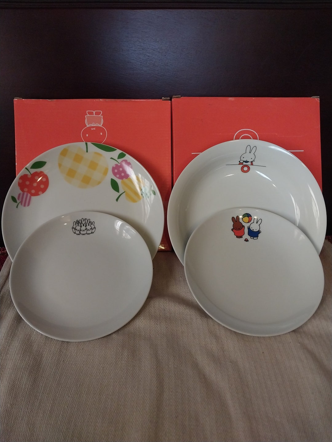 TWO SET: 8" Miffy Ceramic Plate and 6" Plate With Boxes. Like New ...