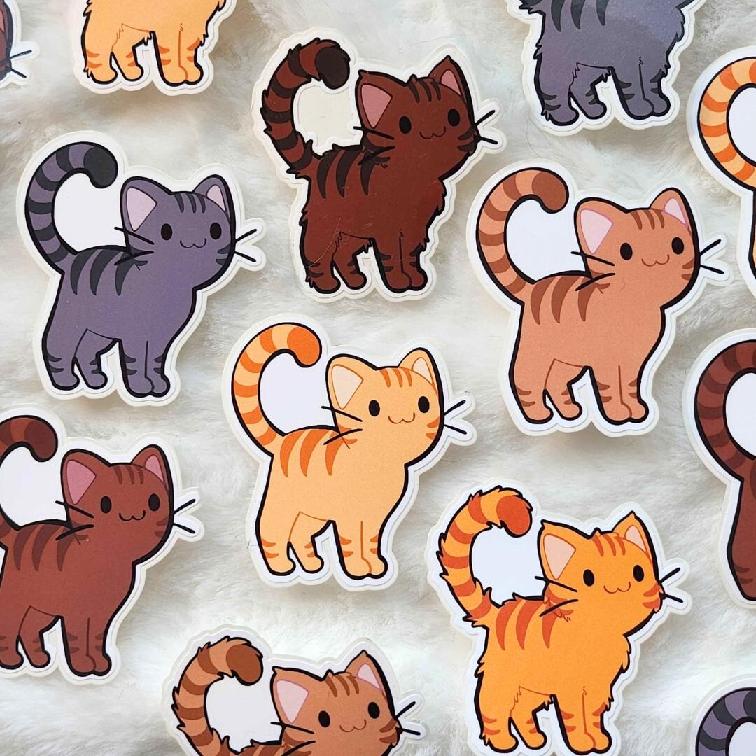 Tabby Cat Sticker Handmade Vinyl / Brown Tabby / Grey Tabby / Orange ...